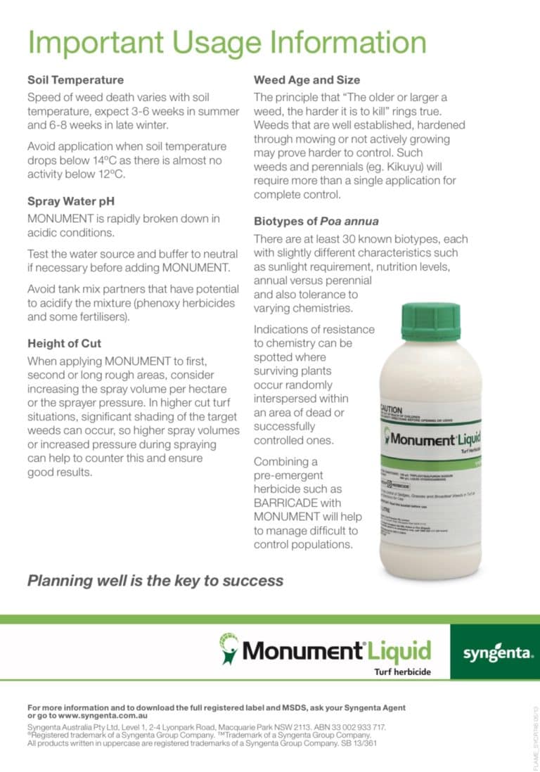 Monument Appliction - Helpful Information - Lawn Addicts