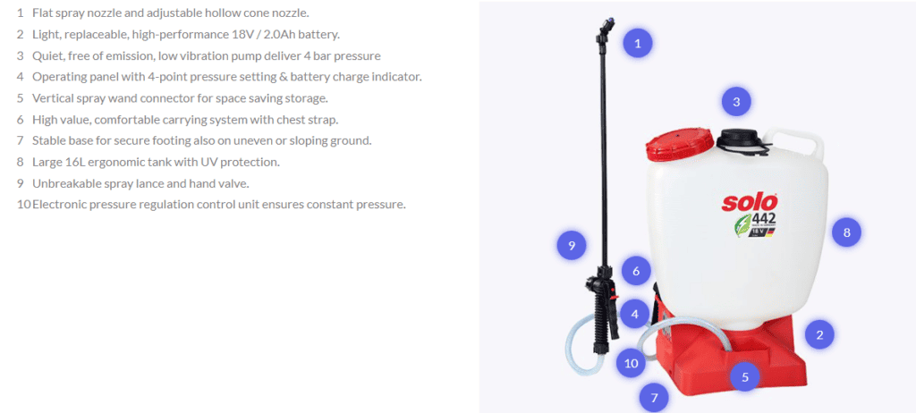Solo 16 Litre Professional Battery Operated Sprayer – 442Li - Lawn Addicts