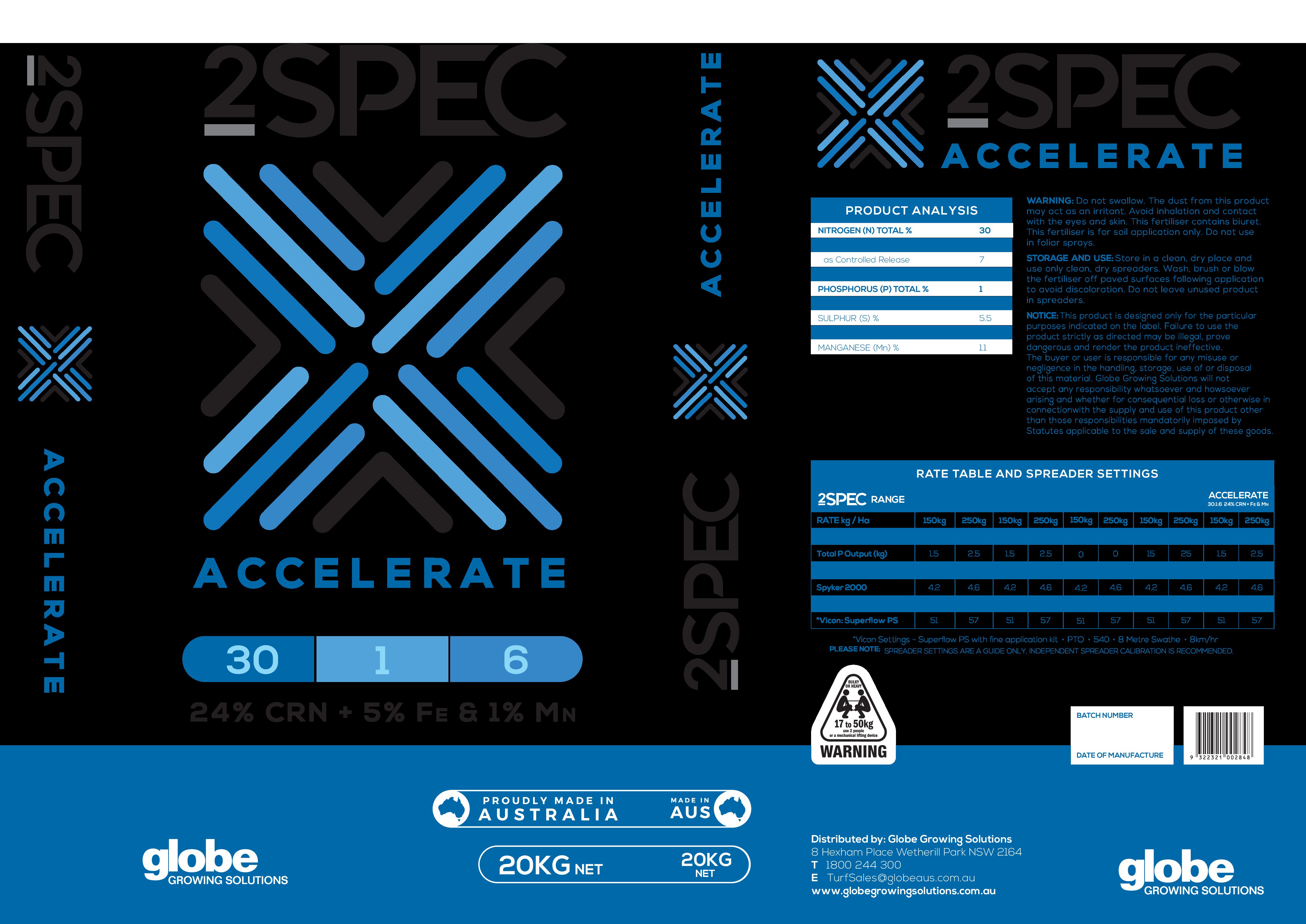 2Spec Accelerate 20kg - Fairway Grade Fertiliser - Lawn Addicts